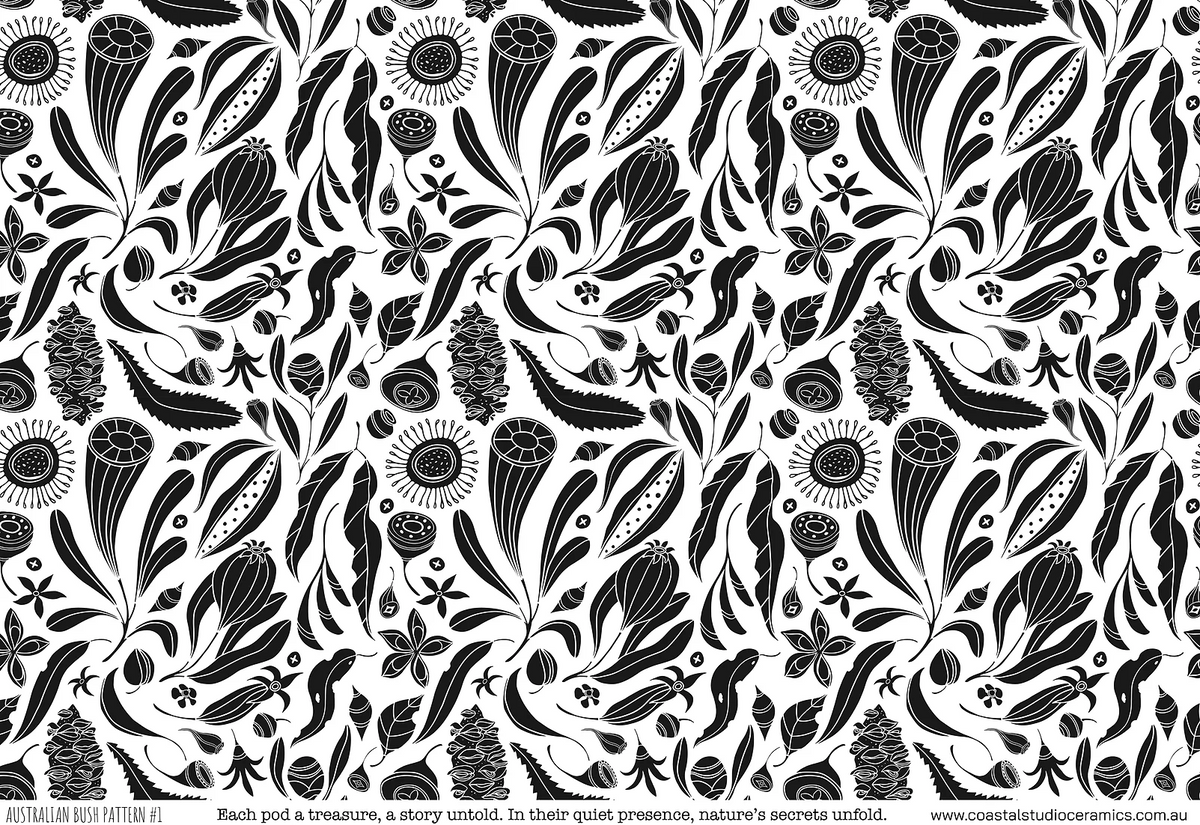 Ceramic Underglaze Transfer in Black - Australian Bush Pattern – Keane ...